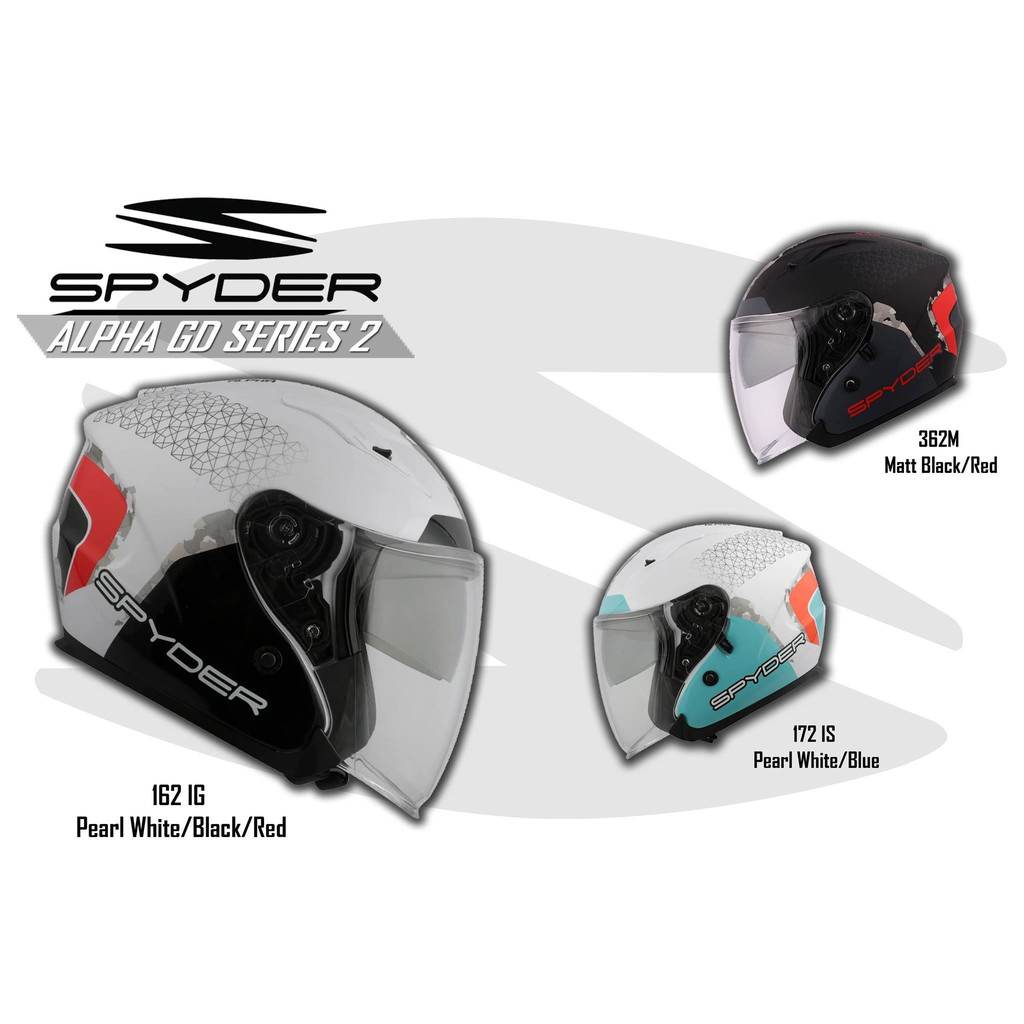 SPYDER ALPHA GD HALF FACE DUAL VISOR MOTORCYCLE HELMET | Shopee Philippines