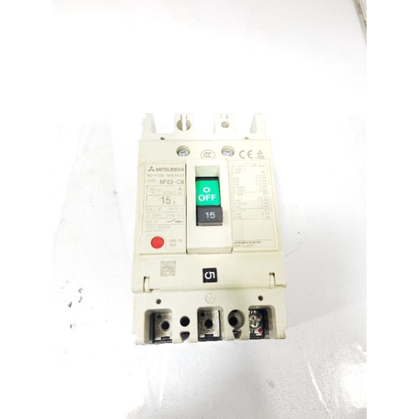 Circuit Breaker 3Phase 15A NV/NF63-CW ELCB MCCB MITSUBISHI(Original ...