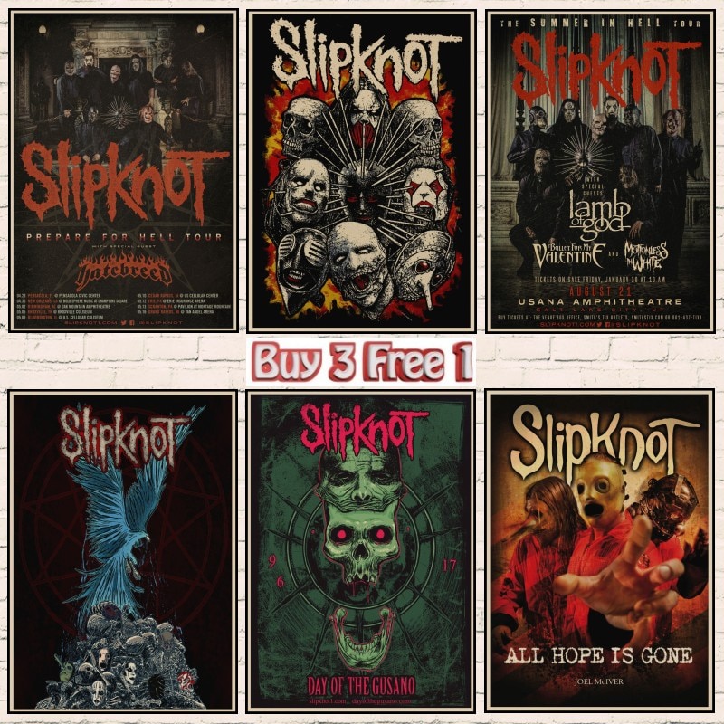 Heavy Metal Band Vintage Poster Kraft Paper Rock Band Posters Bar ...