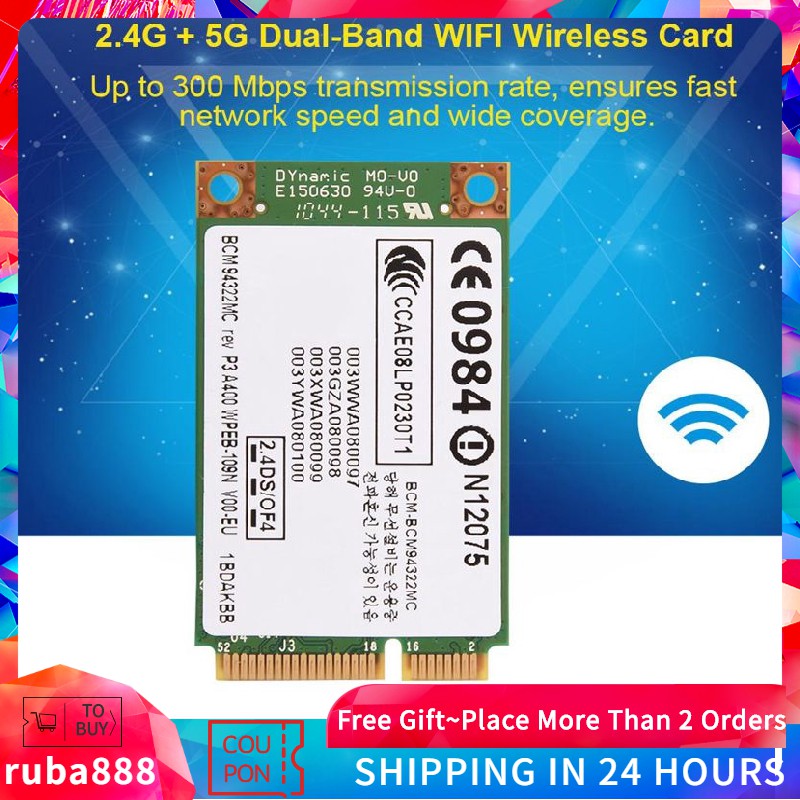 Professional 2.4G + 5G Dual-Band Mini PCI-E WIFI Wireless Card for HP ...