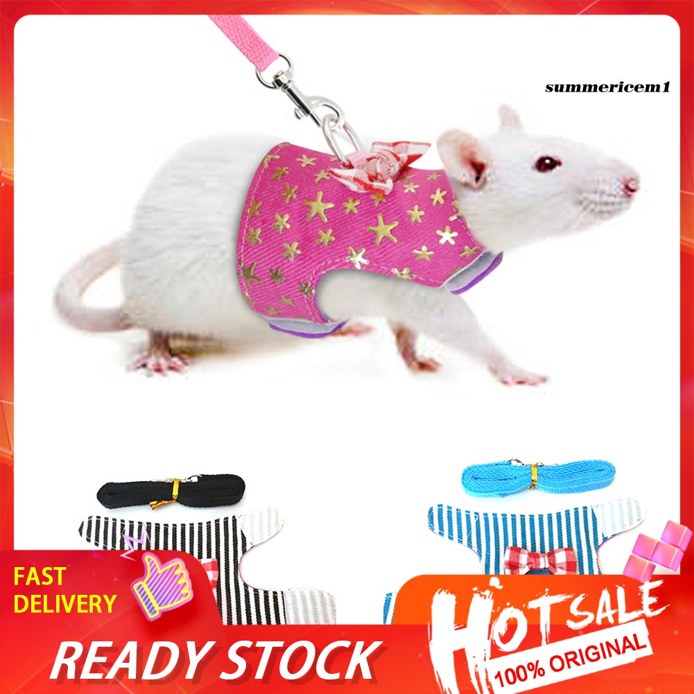 【Ready Stock】Small Pet Rabbit Hamster Bowtie Striped Star Harness Vest ...