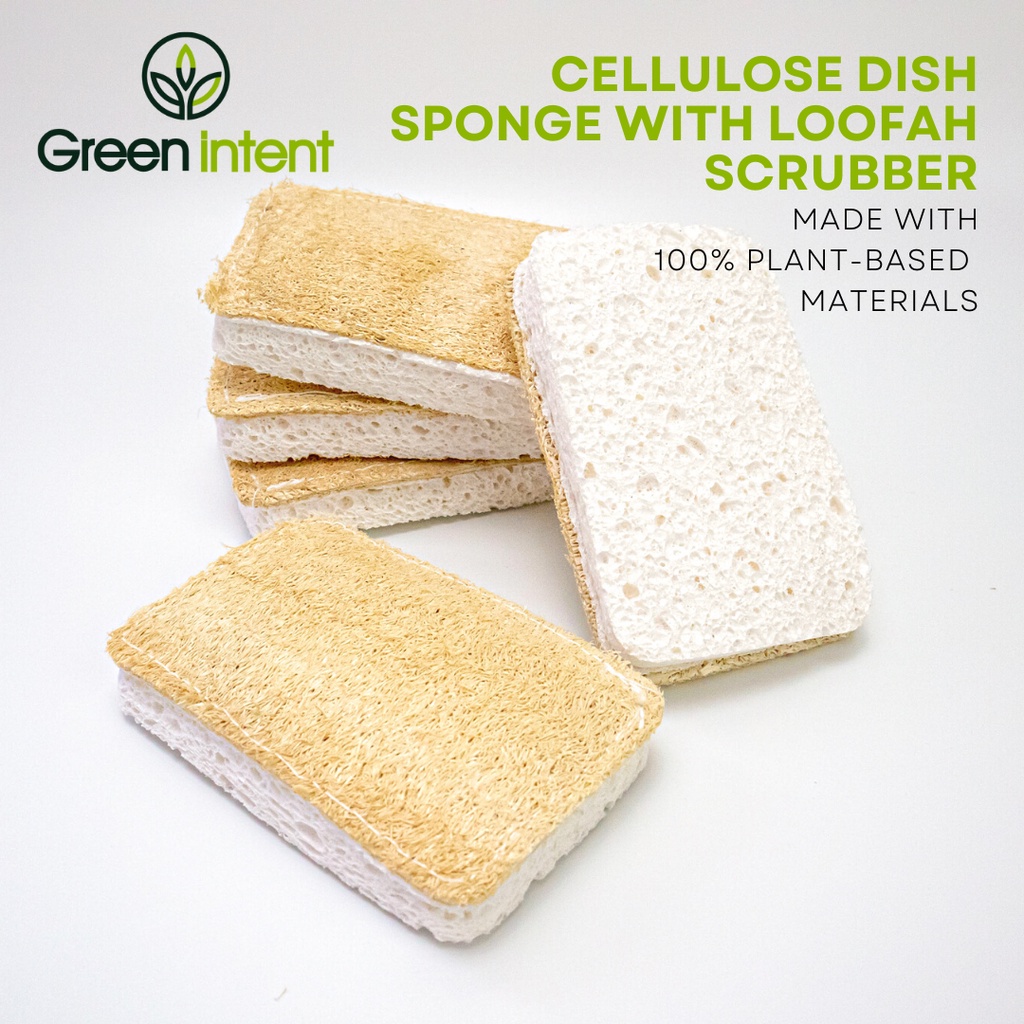 Eco Sponge Cellulose Dish Sponge with Loofah Scrubber | 100% Plant ...