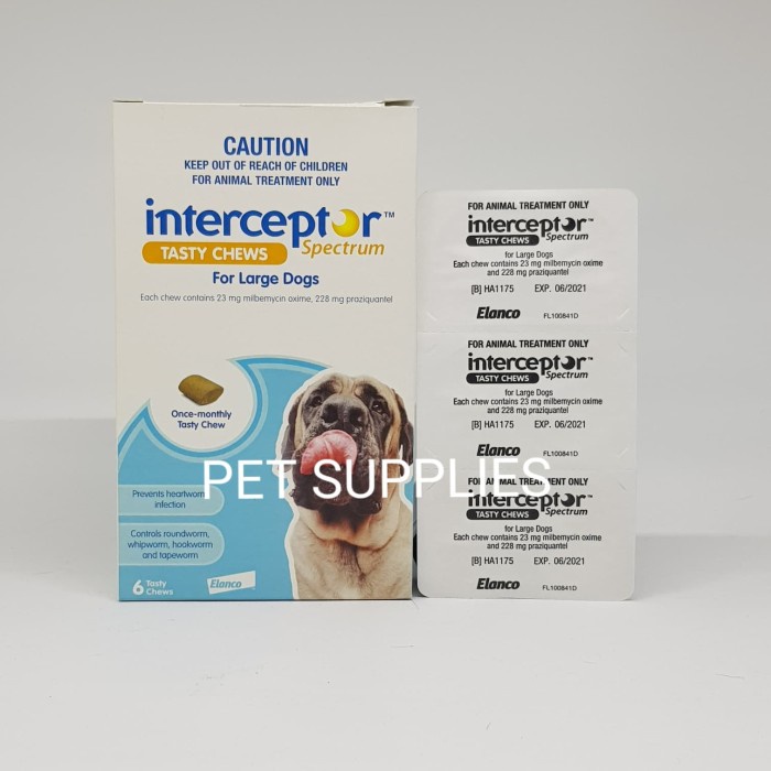 Interceptor Wide Spectrum Dog Worm Medicine size 22-45 kg (Australia ...