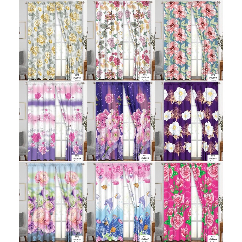 New Flowers Curtain Party Decoration Purple Red Kurtina Cotton Curtains ...