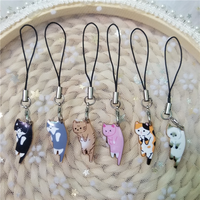 Cute Cat Smart Phone Strap Lanyards Decor KeyChain Mobile Phone Strap ...