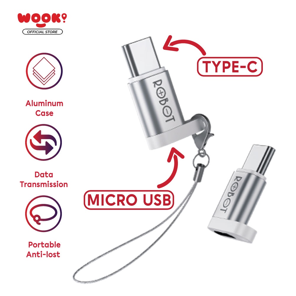 ROBOT RT-OTG02 Type-C To Micro Small And Portable Aluminum Case Cable ...