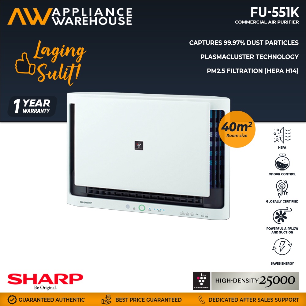 Sharp FU-551K Wall Mounted Commercial Air Purifier Plasmacluster Ion Generator | Shopee Philippines