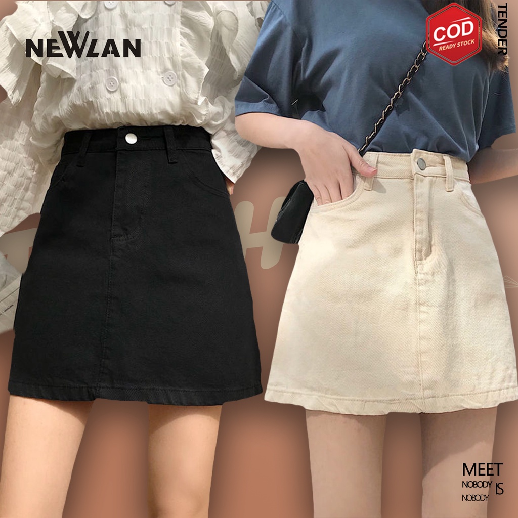 Newlan DQ002 Denim Mini Skirt Palda For Women High Waist Wrap Skirt A ...