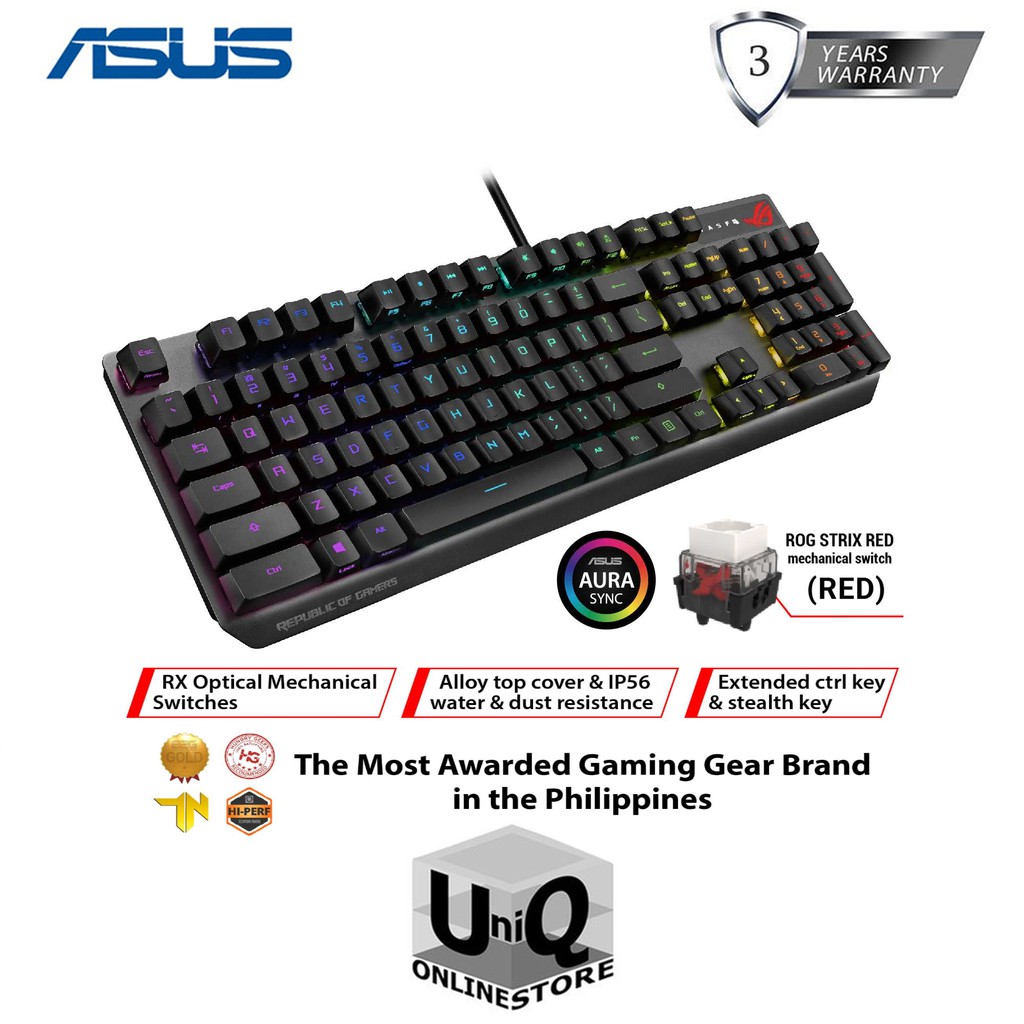 Asus ROG Strix Scope RX Gaming Keyboard w/ ROG RX (Red) Optical ...