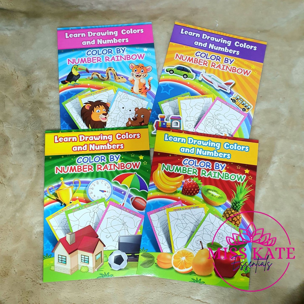 COLORING BOOK LEARN DRAWING COLORS & NUMBERS (4PCS SET) | Shopee ...