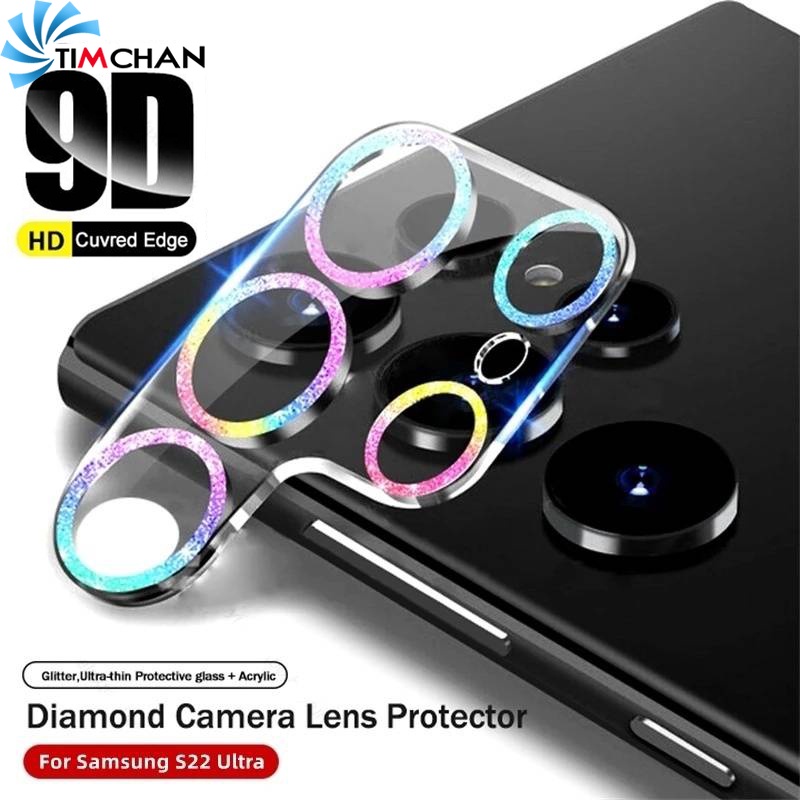 Glitter Powder Clear Camera Tempered Glass Anti-scratch For Samsung S22 ...