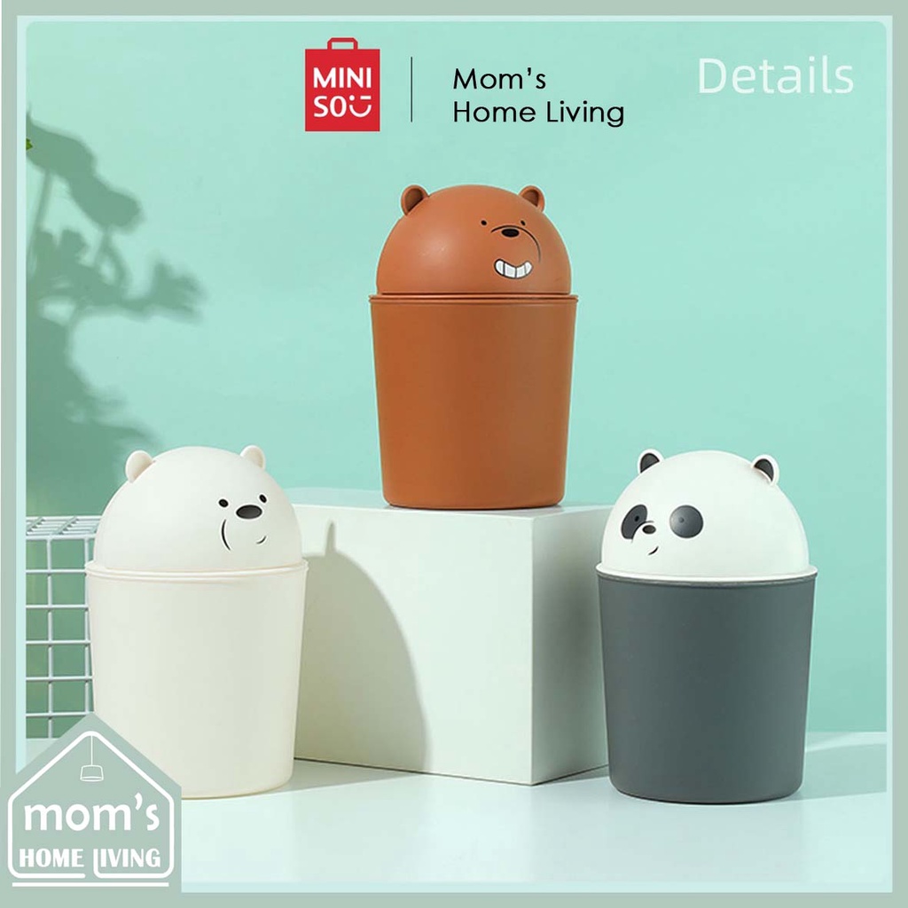 Miniso Table Trash Can We Bare Bears Mini Trash Can Cute Waste Bin ...