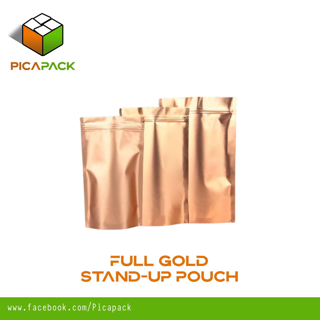 100pcs Full Gold Standup Pouch with Ziplock Resealable Coffee Chips ...