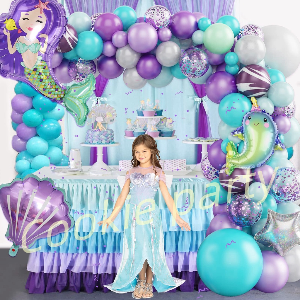 Mermaid Tail Garland Arch Kit Balloons Mini Mermaid Theme Girls&Boys ...