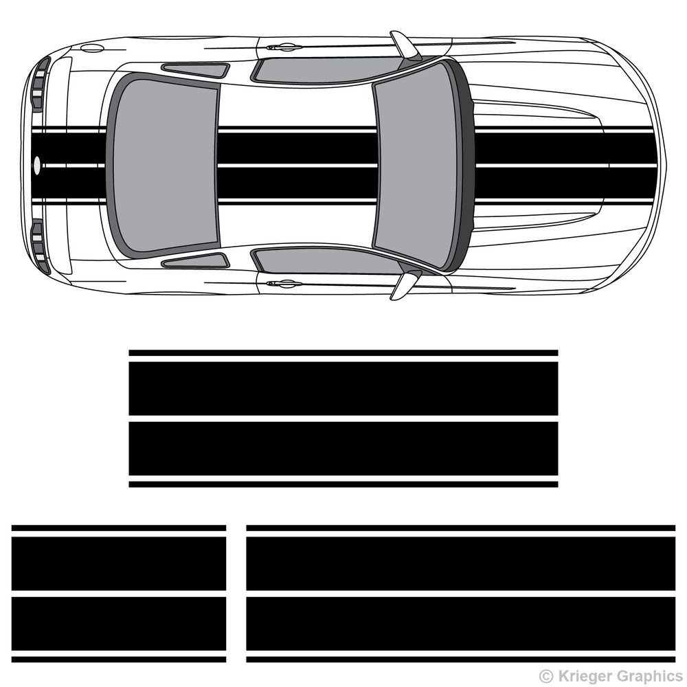 Ford Mustang Dual Rally Racing Stripes 3M Vinyl Double Stripe Decals ...
