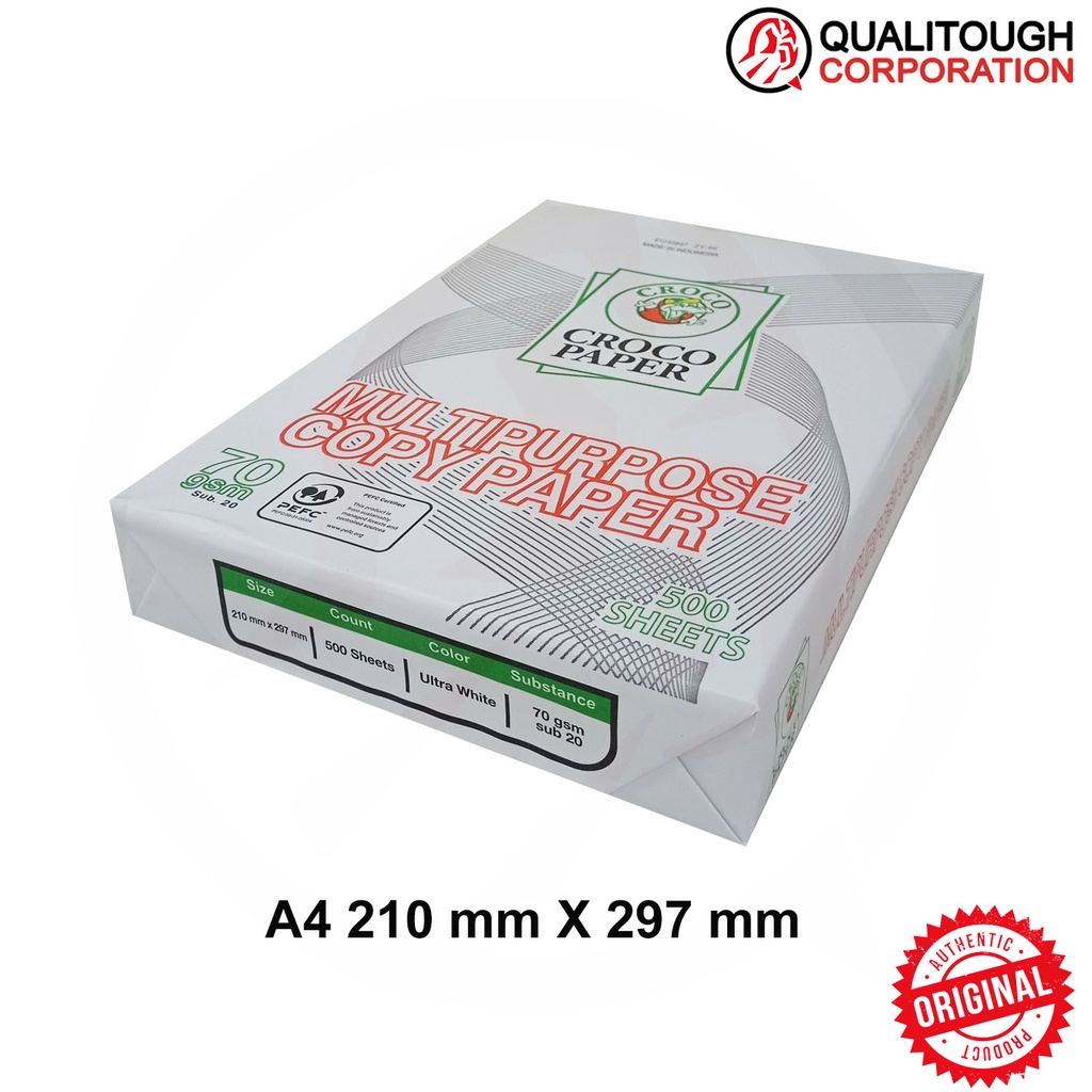 Crocodile copy paper subs 20 (70GSM) A4 bond paper | Shopee Philippines