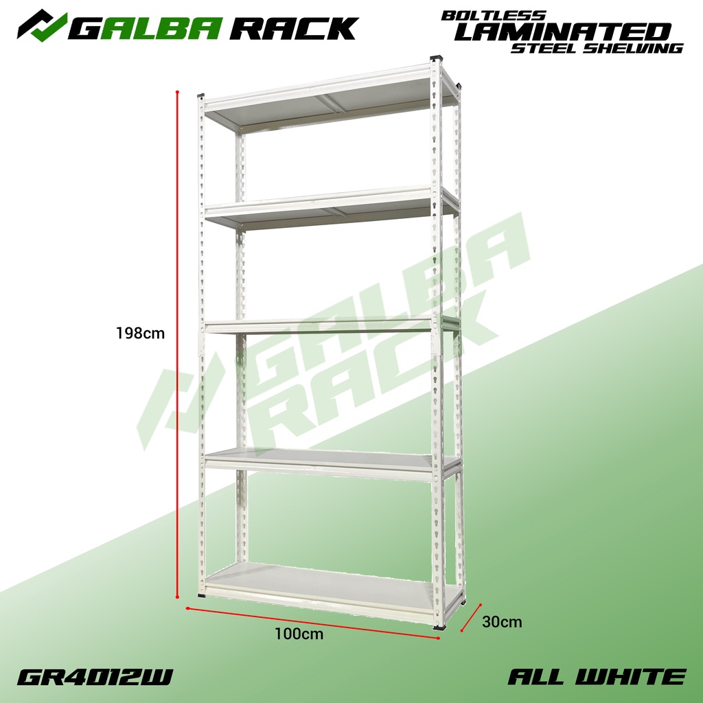 GALBA RACK Boltless Laminated Steel Shelving Adjustable Storage 3/4 ...