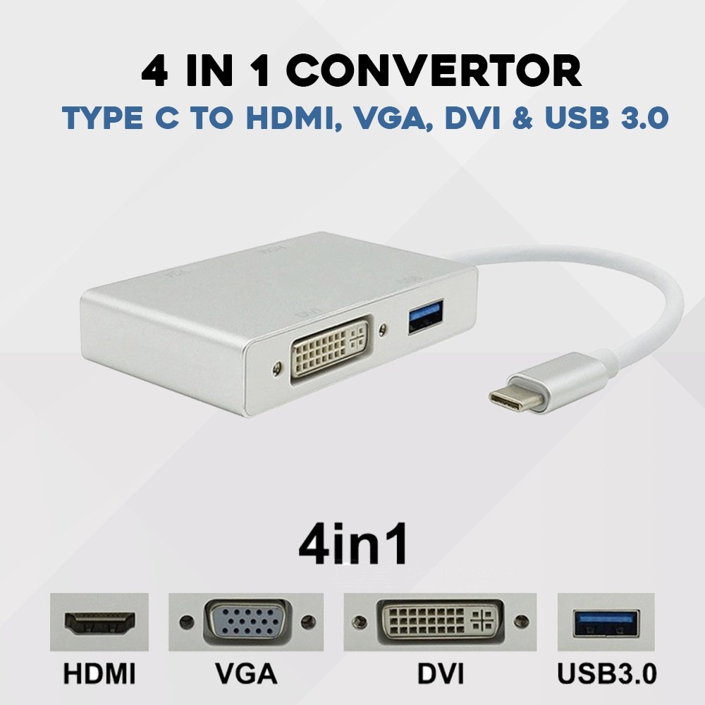 USB Type-C Hub to DVI/VGA/USB3.0 Adapter USB C Hub to Dual HDMI 4 in 1 ...