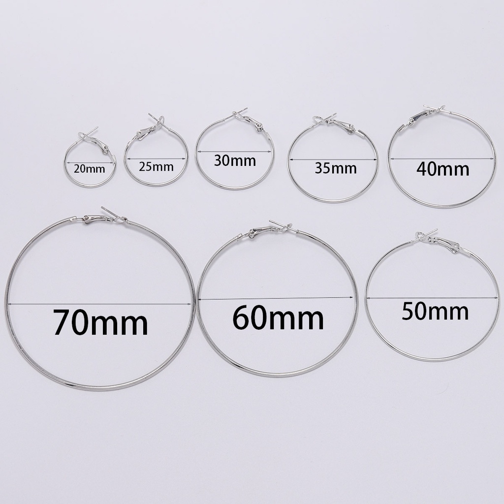 St.Kunkka 10 Pcs. 20/25/30/35/40/50/60/70mm Gold Silver Circle Round Hoop Earrings Hooks Earring ...