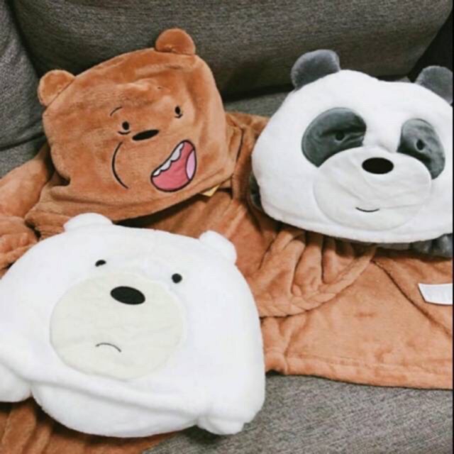 Miniso X WE BARE BEARS! Marvel & Wbb kids blanket with hoodie. Miniso ...