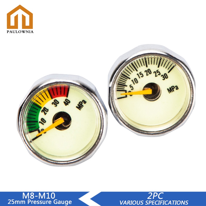 PCP Paintball Pump Valve 25mm M8x1 Thread 1 Inch Mini Pressure Gauge M10x1 Scuba Manometer 5Mpa ...