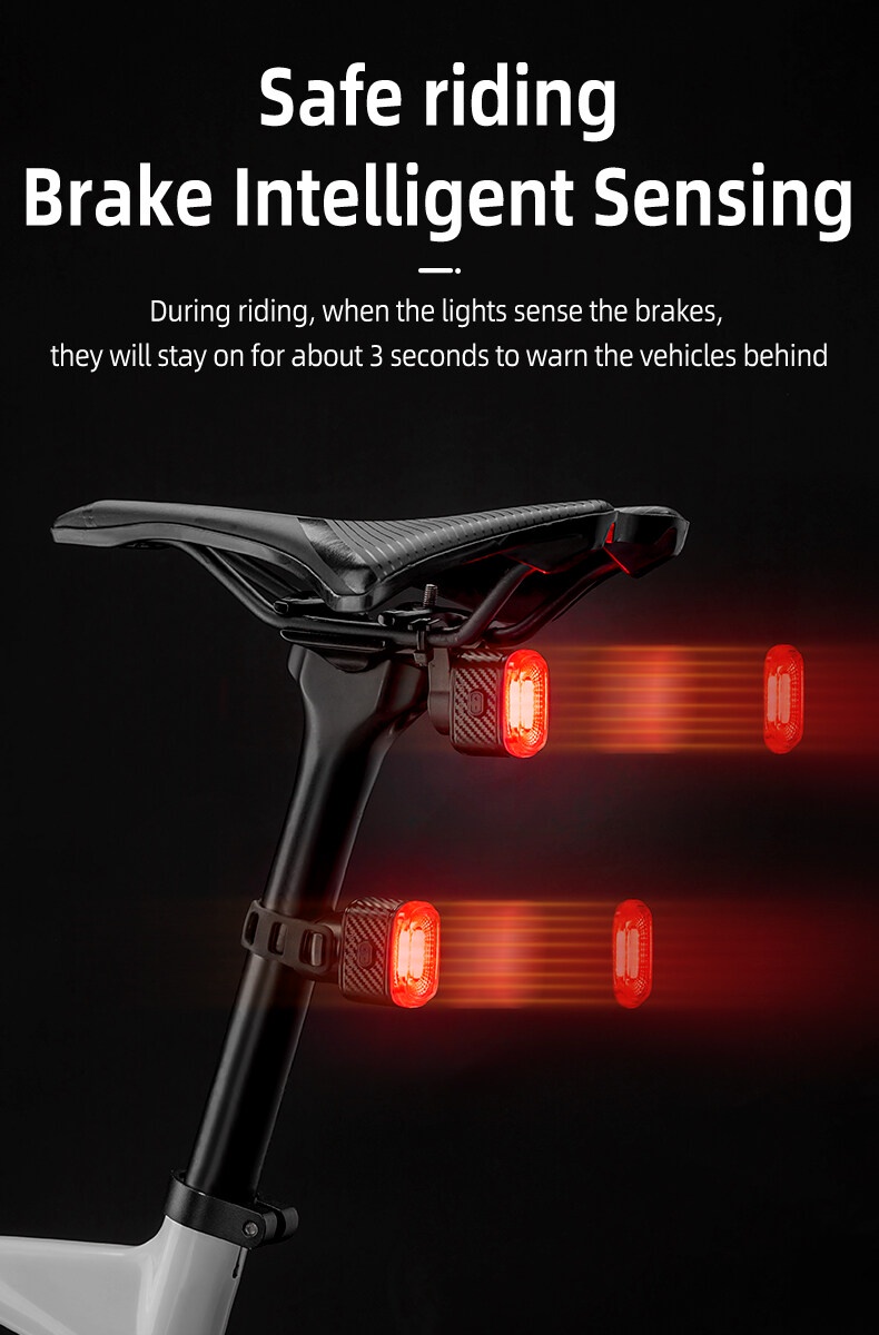 【PH Delivery】ROCKBROS Bike Smart Taillight Type-C Rechargeable IPX6 Waterproof Auto-sensing ...