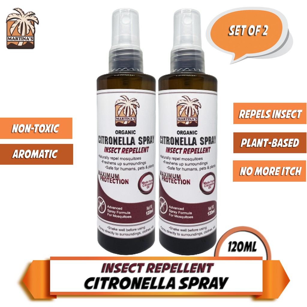 Martina's Citronella Spray Insect Repellent (2 x 120ml) With VCO, All ...