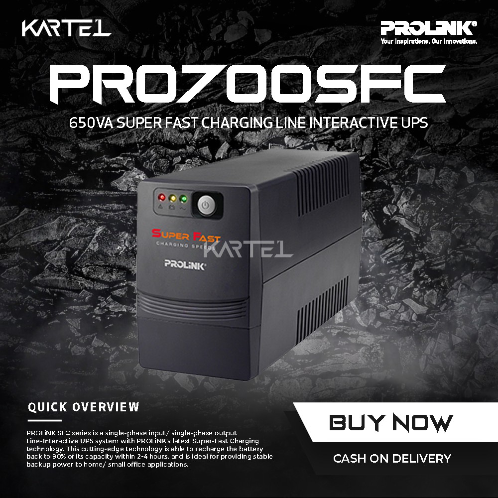 PROLiNK 650VA Super Fast Charging Line Interactive Series UPS with ...