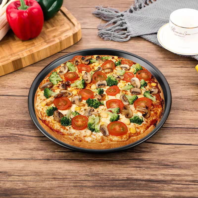 8 Inch Pizza Pan Carbon Steel Non-stick Pizza Baking Pan Plate Round ...