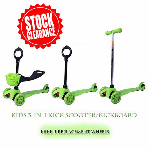 Baby/Kids 3-in-1 Kick Scooter/Kickboard (Free 3 Wheels) | Shopee ...