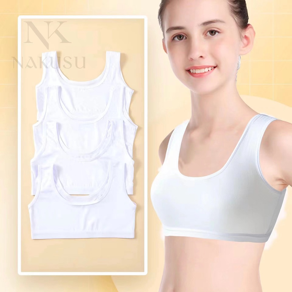 Nakusu 12Pieces Girl's/Kid's Cotton Plain White Baby Sando Bra 8-12yrs ...