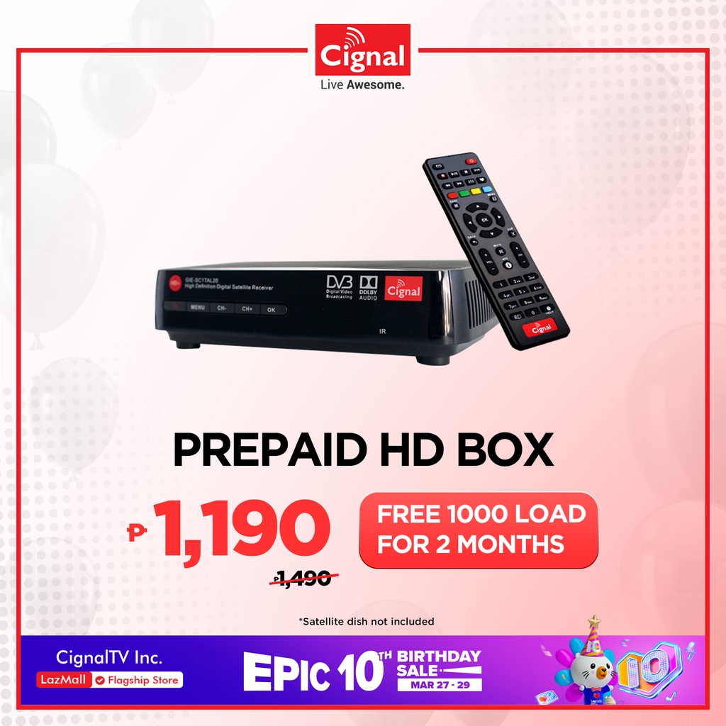 Cignal HD Box Only +FREE 2 Months Load of 1,000 (Needs Existing ...