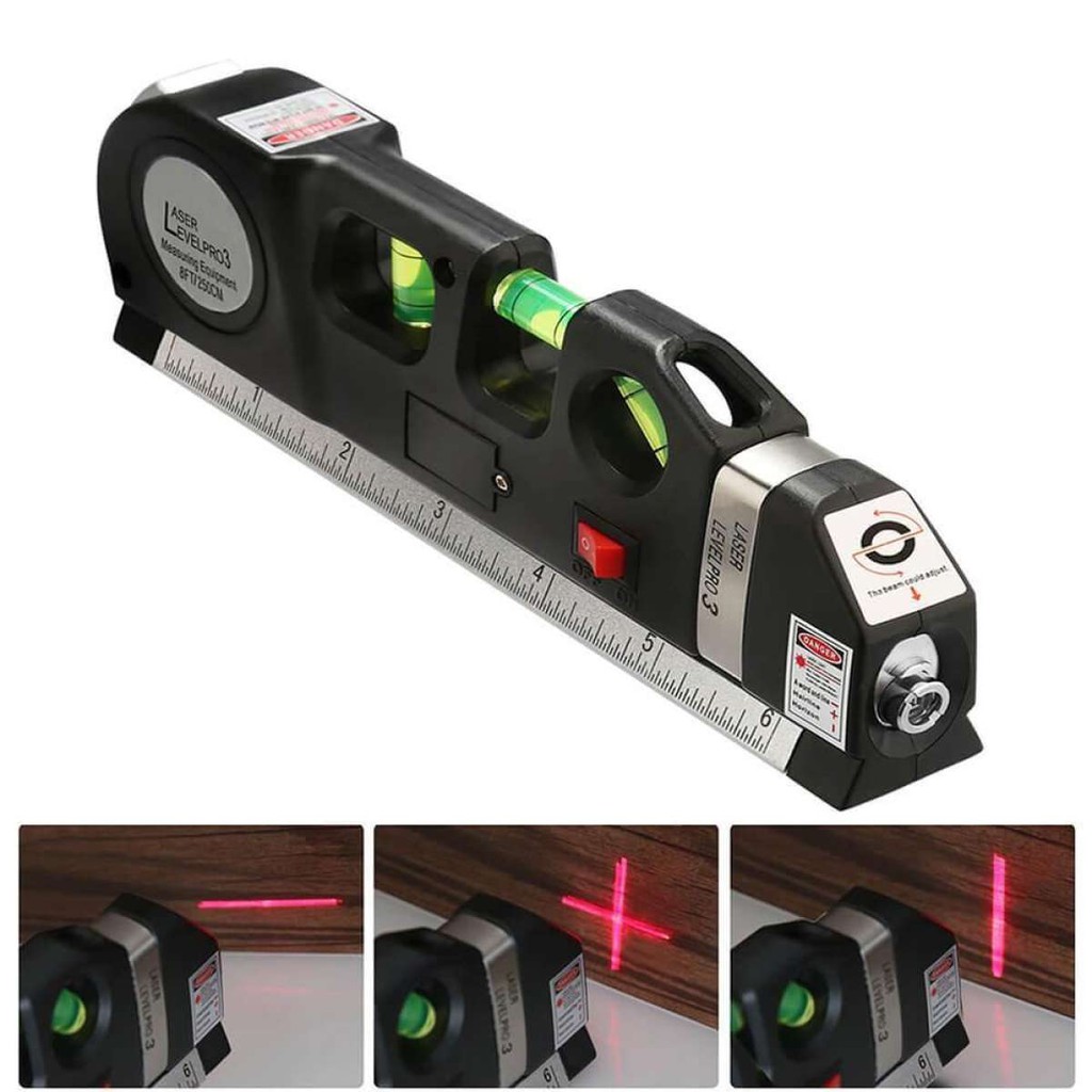 Pro-Tool Laser Level Ruler Multipurpose Vertical Horizon Measure Tape ...
