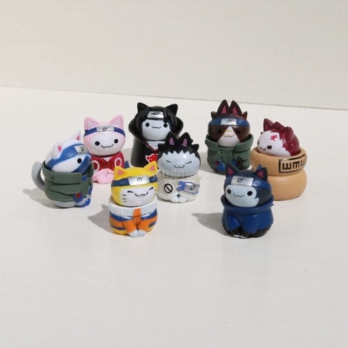 8pcs Anime Naruto Cat Figures Kitten Sasuke Itachi Collectible Action ...