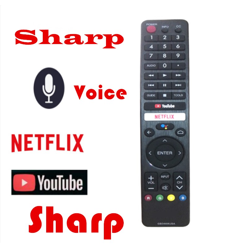 Sharp GB346WJSA Remote control NEW Original for SHARP TV with Voice YouTube Compatible TV model ...
