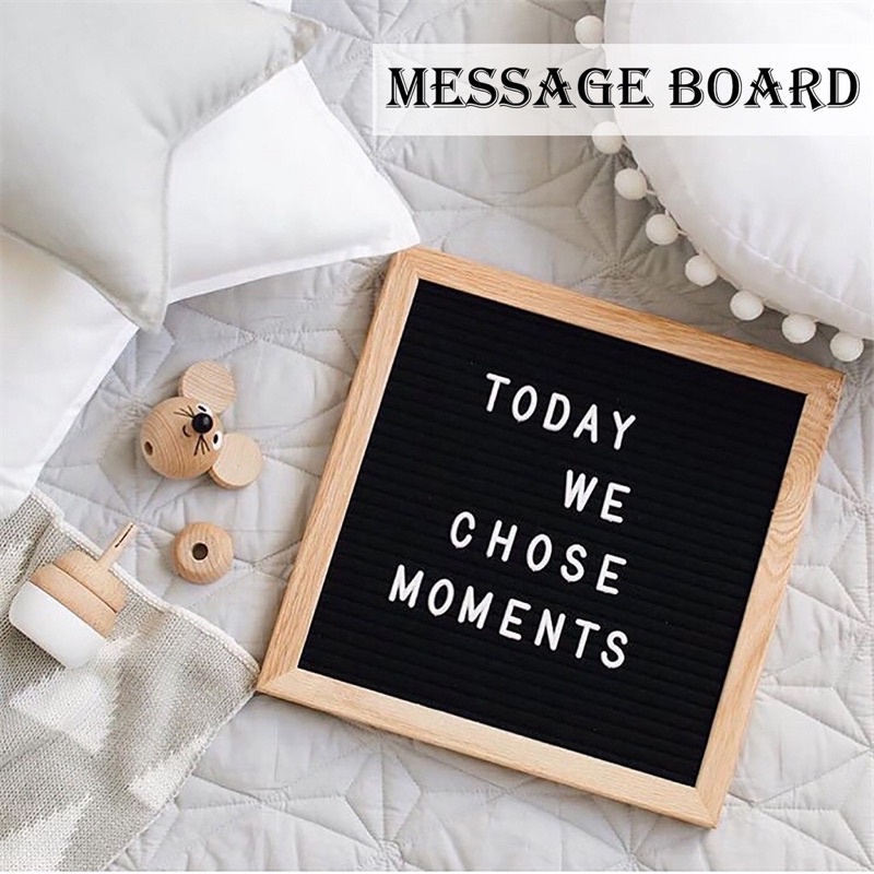 DIY Felt Letter Board Wooden Frame Changeable Symbols Numbers Message ...