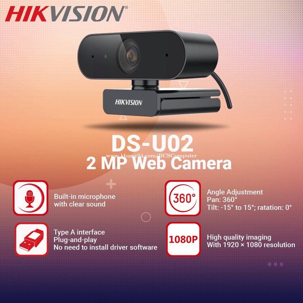 HIKVISION DS-U02 USB Webcam 1080p Full HD with Built-in Microphone ...