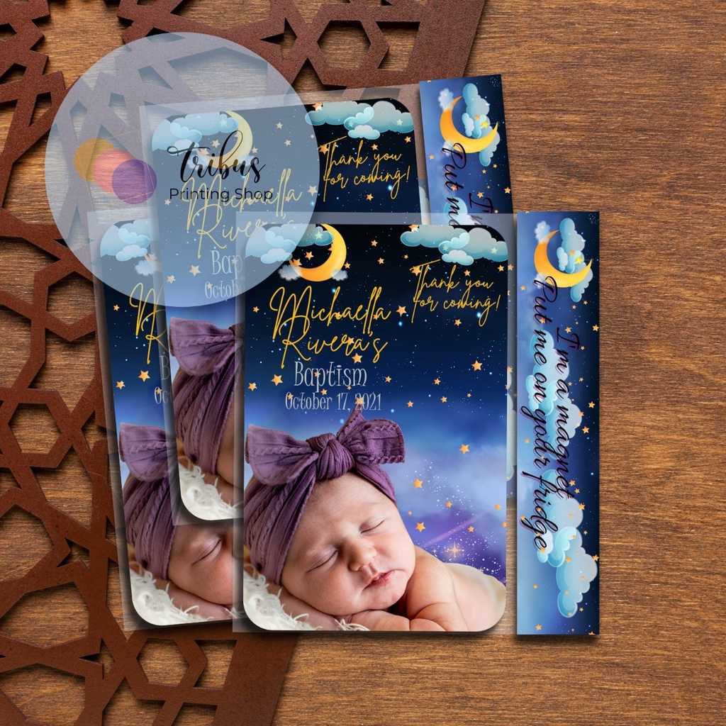 Starry Night Personalized Ref Magnet for Christening Baptism Birthday ...