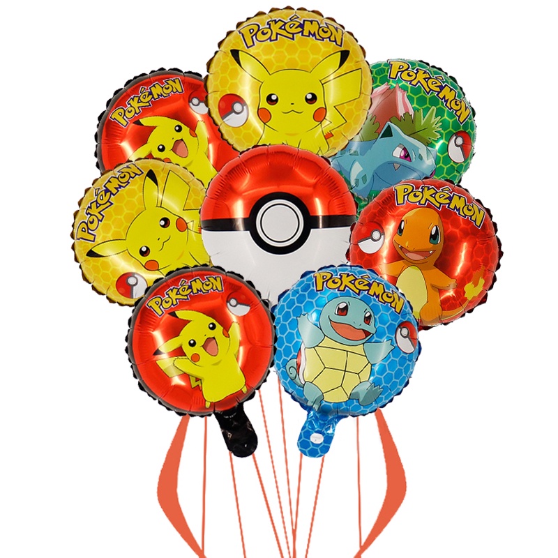 Pokemon Party Balloons Pikachu Figures Round Aluminum Balloon Children ...
