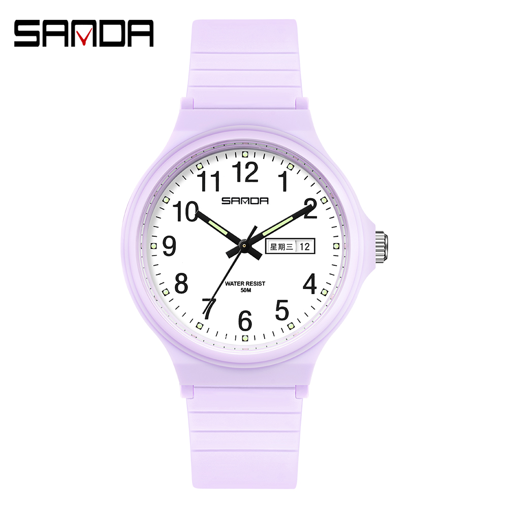 SANDA Fashion Simple Women Watch Calendar Week Display Outdoor Sports ...