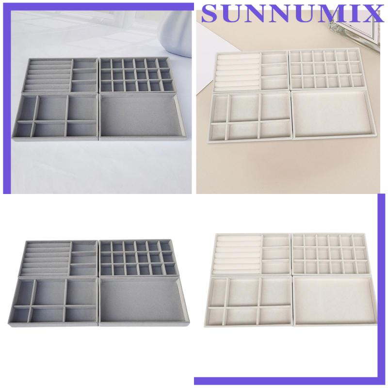 4 Pieces Jewelry Trays Organizer Insert Divider for Gift Watch Necklace ...