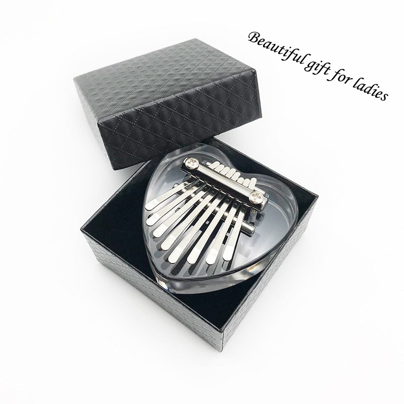 (New mini love crystal) 8-key mini Kalimba transparent heart-shaped ...
