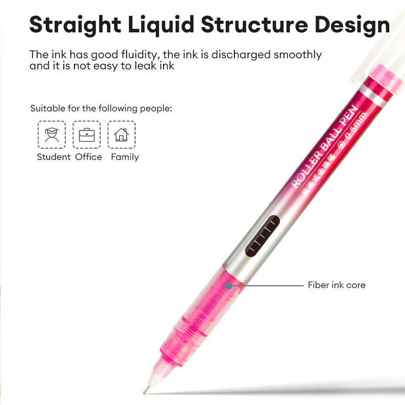 Deli 8 PCS/Box Straight Liquid Gel Pen Set Different Color 0.5mm Roller ...