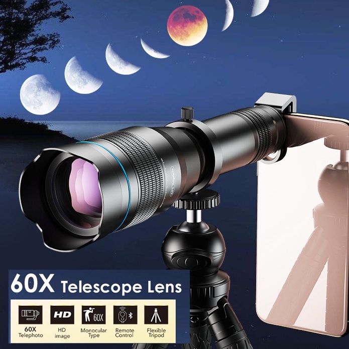 APEXEL 60X Mobile Phone Monocular Telescope Lens astronomical zoom lens ...