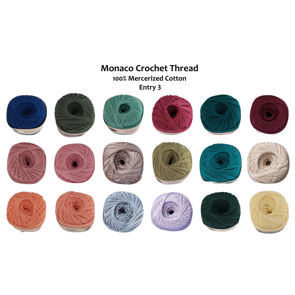 1 pc 3ply Monaco Crochet Thread Entry 3 of 3 - 100% Mercerized Cotton ...