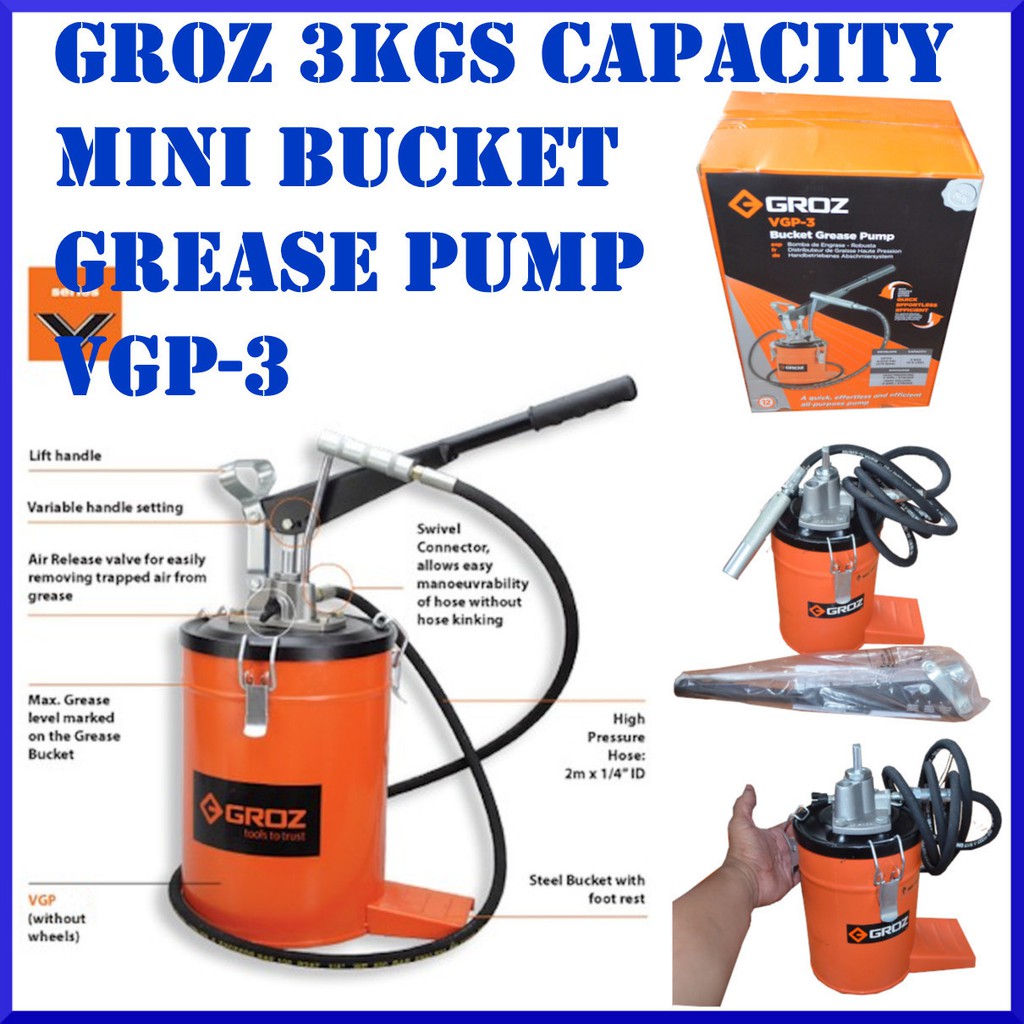 Groz Grease Pump 3 Kgs Capacity Mini Bucket Gease Pump | Shopee Philippines