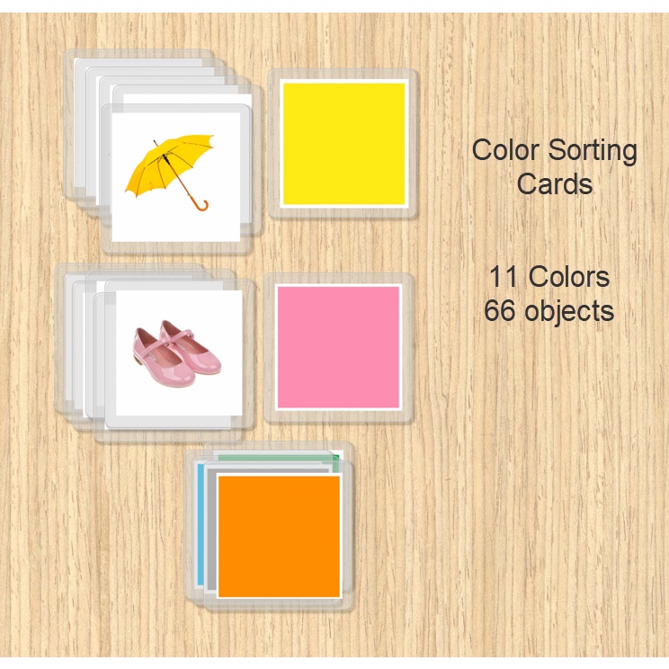 Color Sorting Cards - 11 Colors - 66 Picture Cards - Montessori ...