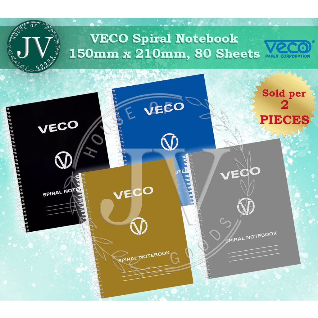 2pcs Veco Spiral Notebook 6"x8.5" 80leaves | Shopee Philippines