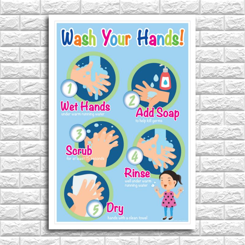 Wash Your Hands / Stay Healthy / Hygiene | A4 Size Laminated ...