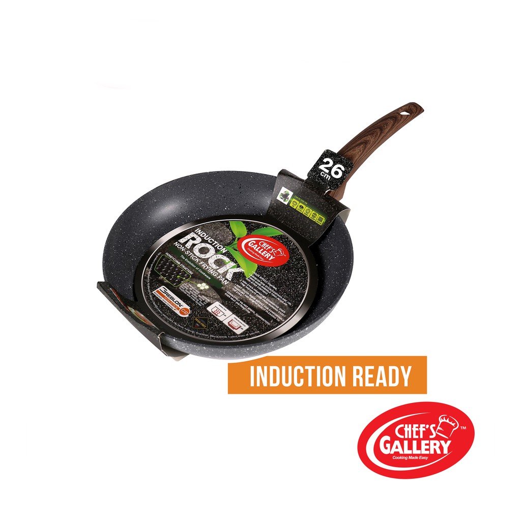 Chef's Gallery Induction Rock Frying Pan 26cm Induction Safe | Shopee ...